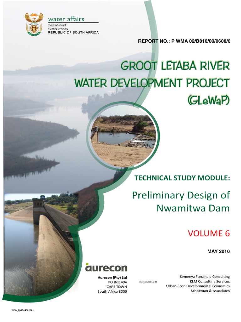 Vol 6 Nwamitwa Dam Preliminary Design Report | PDF | Spillway | Dam