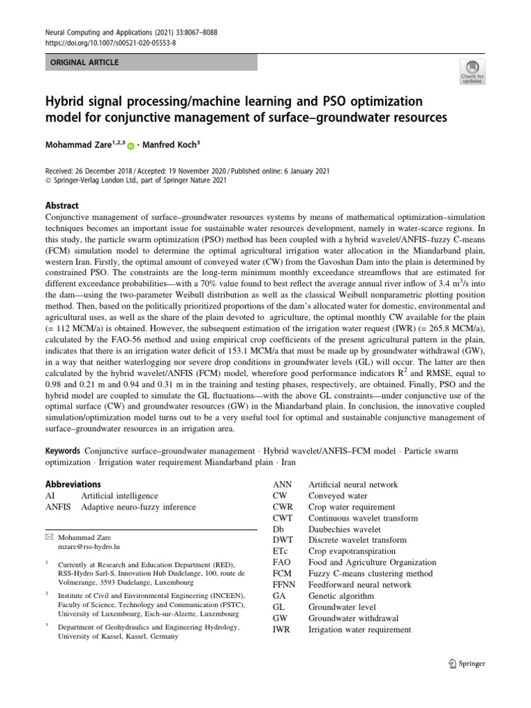 Hybrid Signal Processing/machine Learning and PSO Optimization Model ...