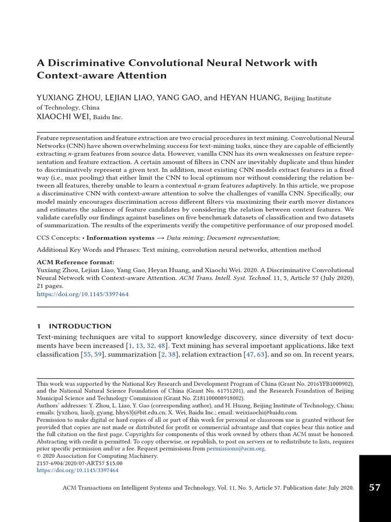 A Discriminative Convolutional Neural Network With Context Aware