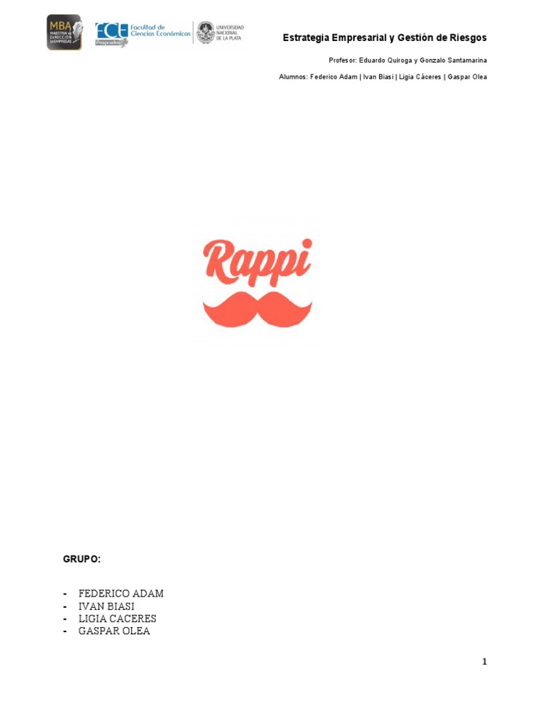 Estrategia Empresarial y Gestion de Riesgos - Rappi - Grupo 6 v1 | PDF ...