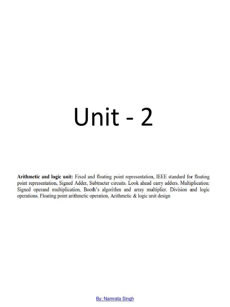 Computer Architecture & Organization Unit 2 | PDF | Multiplication | Arithmetic