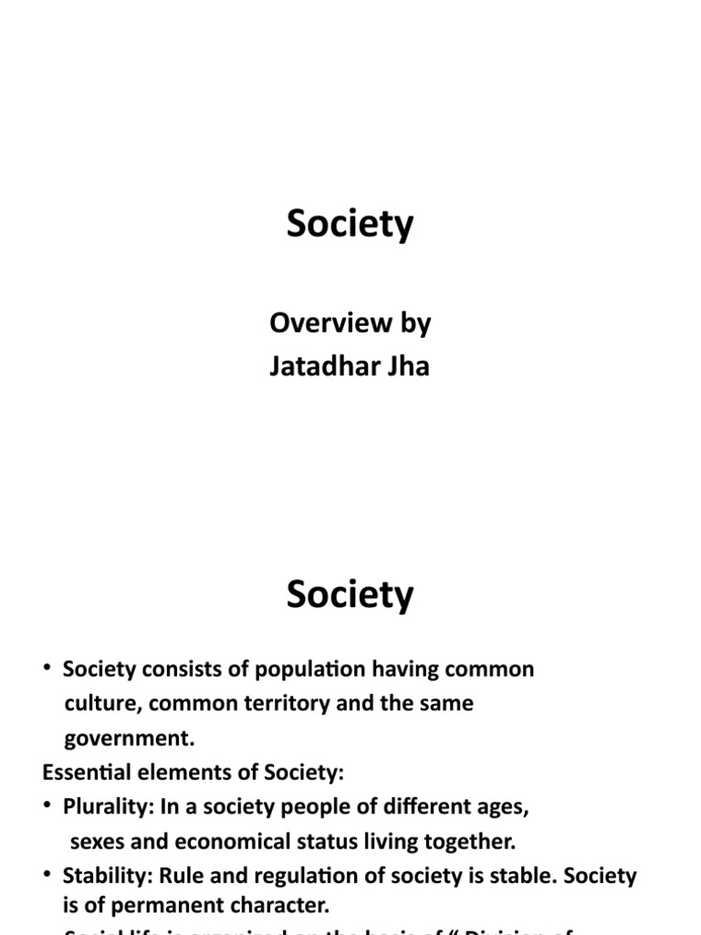 Society: Overview by Jatadhar Jha | PDF | Politics | Social Science