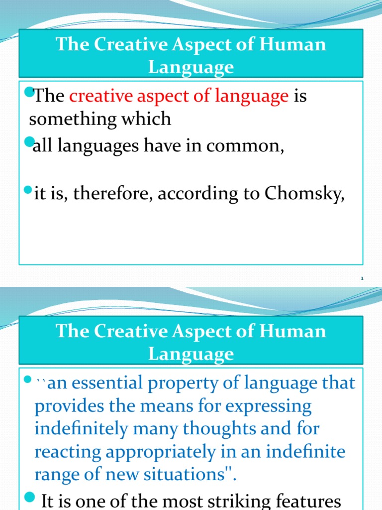 Creative Aspect of Human Language | PDF | Grammatical Conjugation ...
