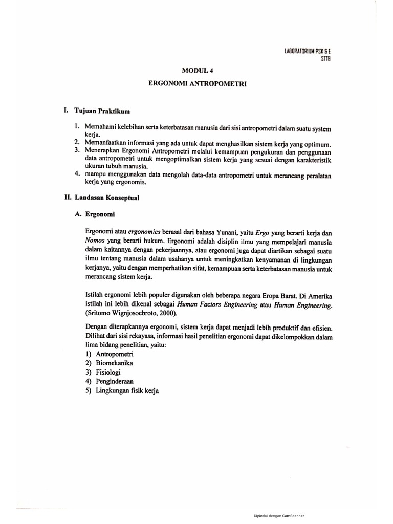 Modul Ergonomi Antropometri | PDF