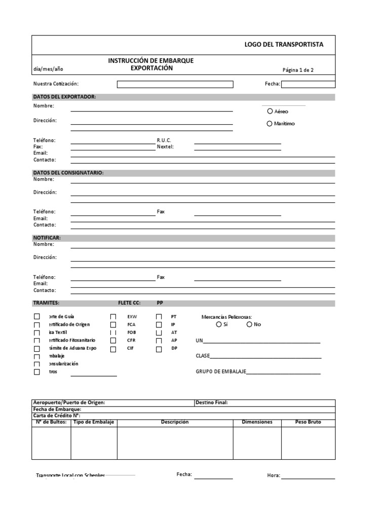 Instrucciones de Embarque | PDF | Comercio | Business