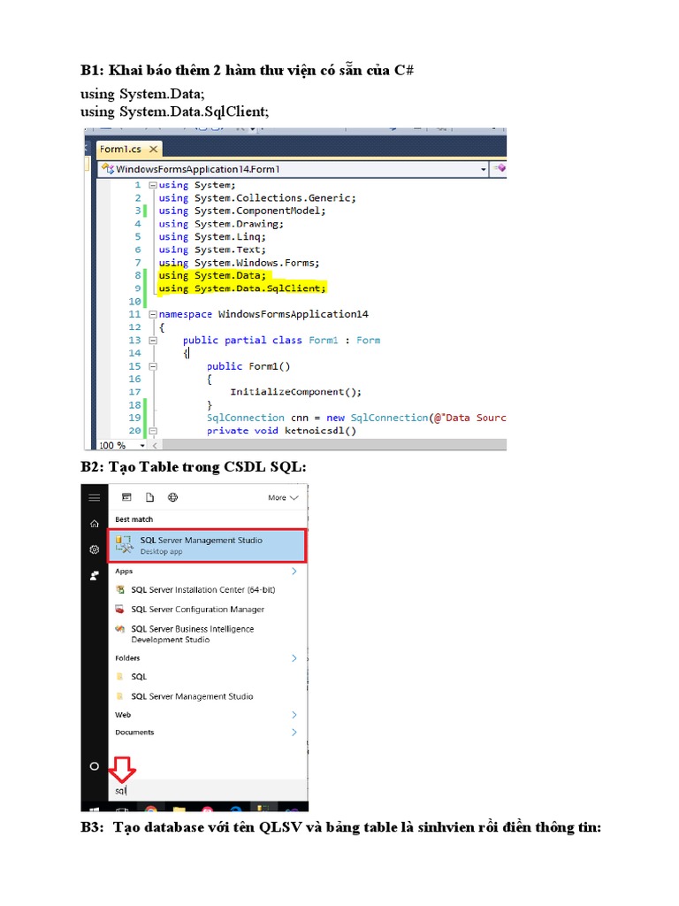 7 Ket Noi Form Voi CSDL SQL | PDF