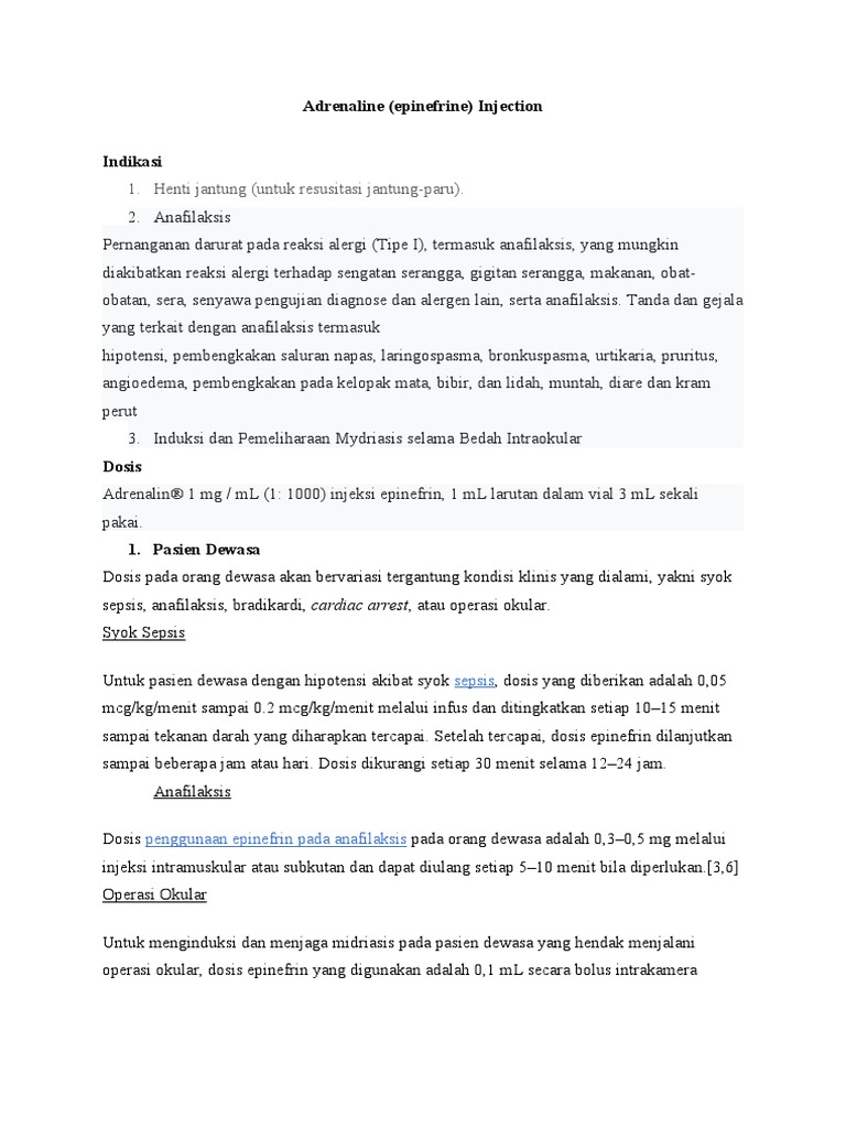 Adrenalin Injection | PDF