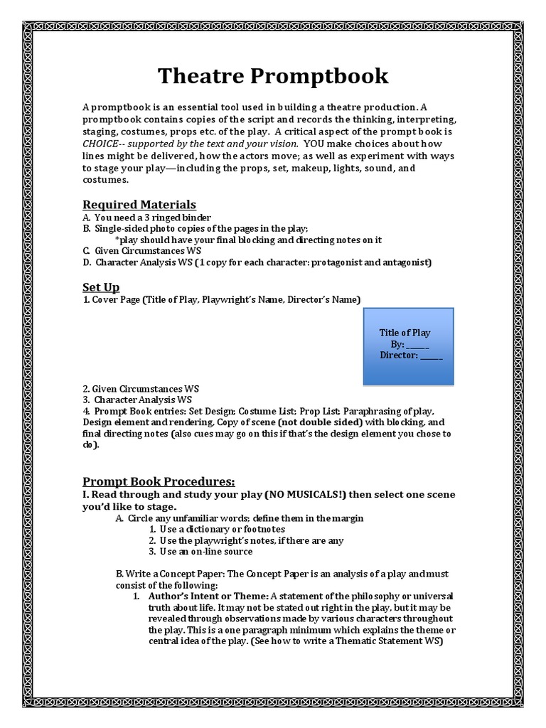 Theatre Promptbook: Required Materials | PDF | Sentence (Linguistics ...