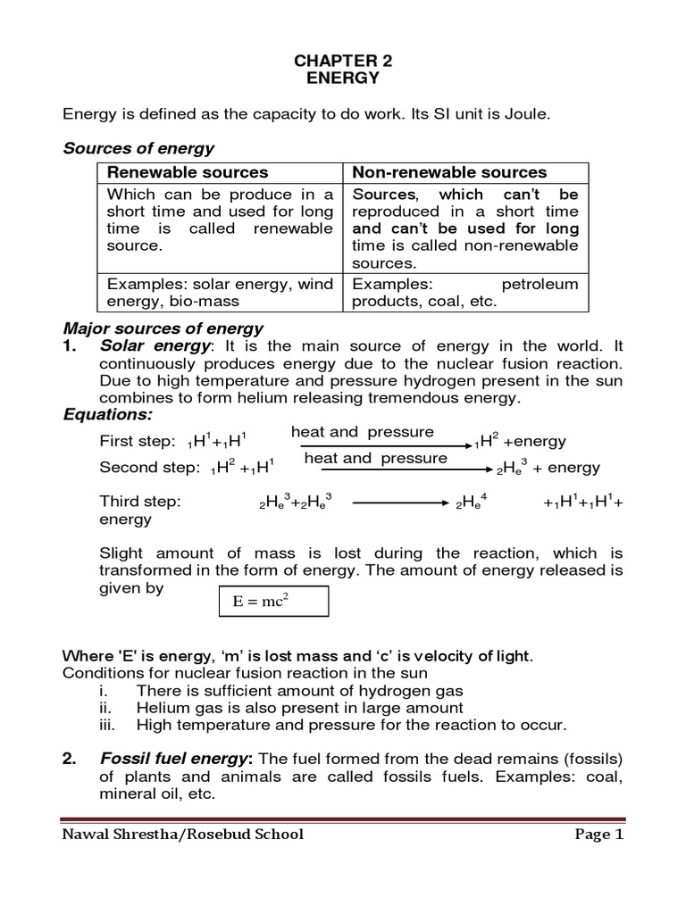 Chapter 2 Energy | PDF | Energy Development | Nuclear Fusion