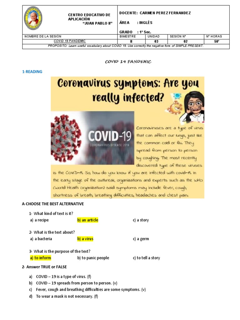 Learn COVID-19 vocabulary and grammar | PDF | Respiratory Diseases ...