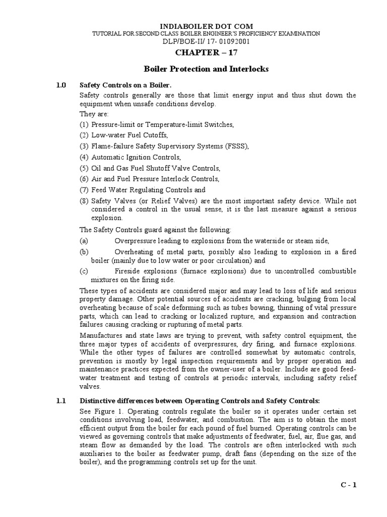 CH-17 Boiler Protections and Interlocks | PDF | Boiler | Pressure ...