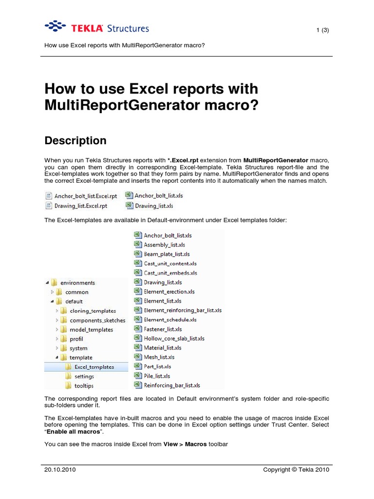 How To Use Excel Reports With MultiReportGenerator - Macro | PDF
