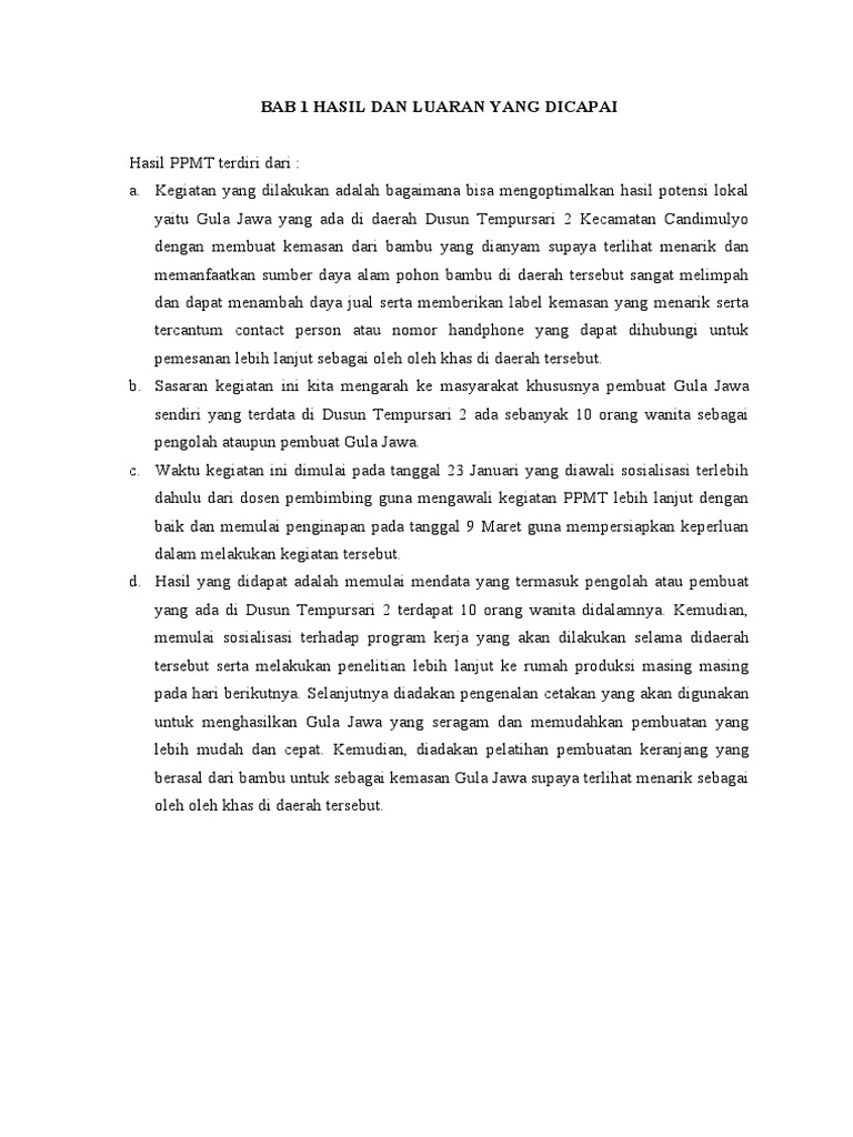 Bab 1 Hasil Dan Luaran Yang Dicapai | PDF
