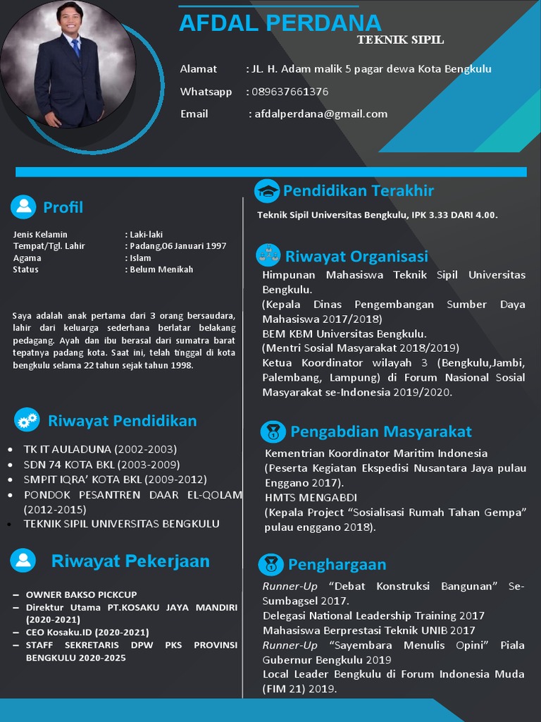 Profil Profesional Afdal Perdana | PDF