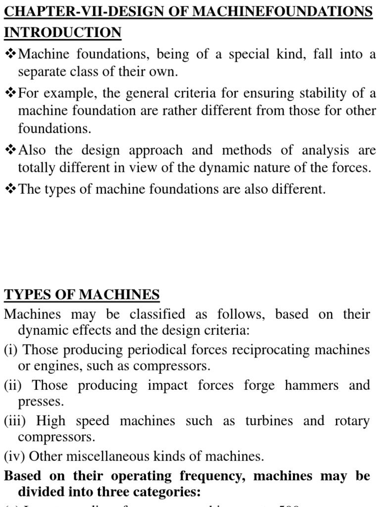 Lecturenote - 1071110427chapter-Vii-Design of Machine Foundations | PDF | Machines | Center Of Mass