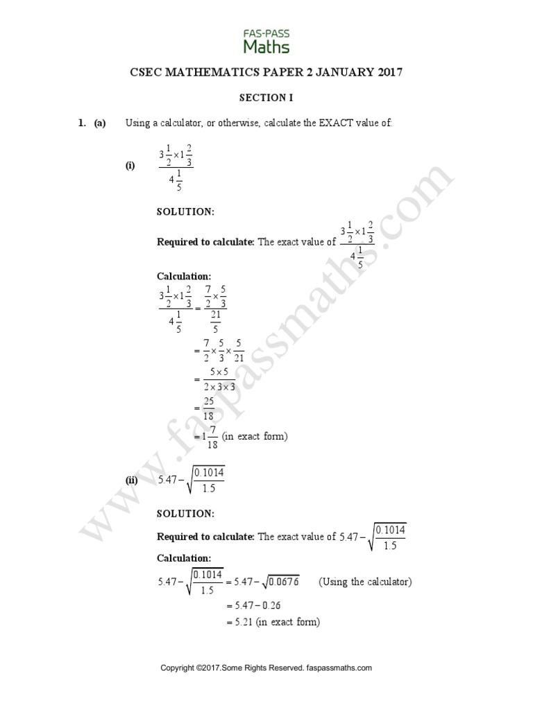 CSEC Maths Jan 2017 | PDF | Sine | Triangle
