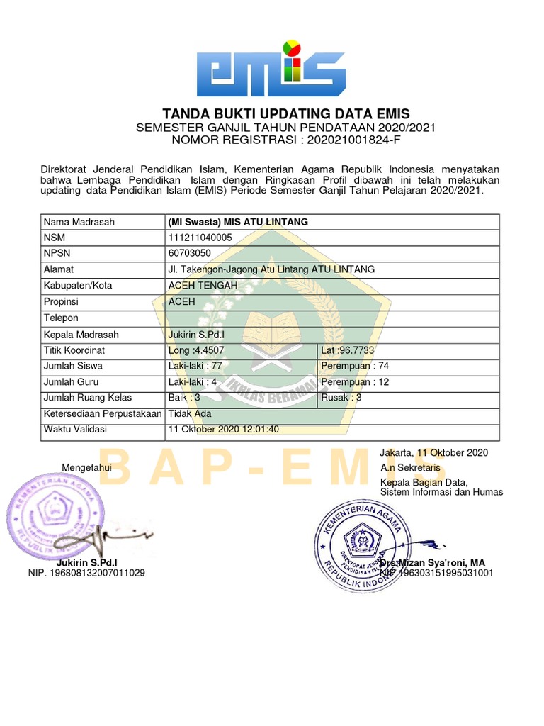 Misatulintang Bap Emis Print Mis Atl | PDF