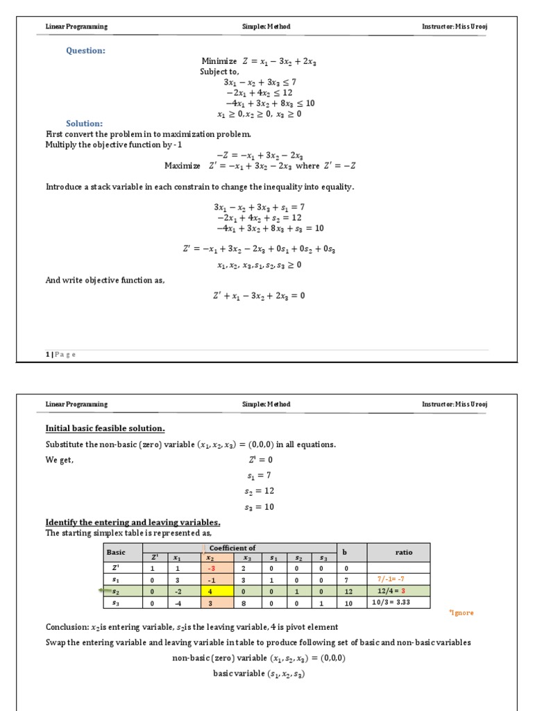 Simplex (Minimization Prob) | PDF | Linear Programming | Computer ... Simplex (Minimization Prob) | PDF | Linear Programming | Computer ...