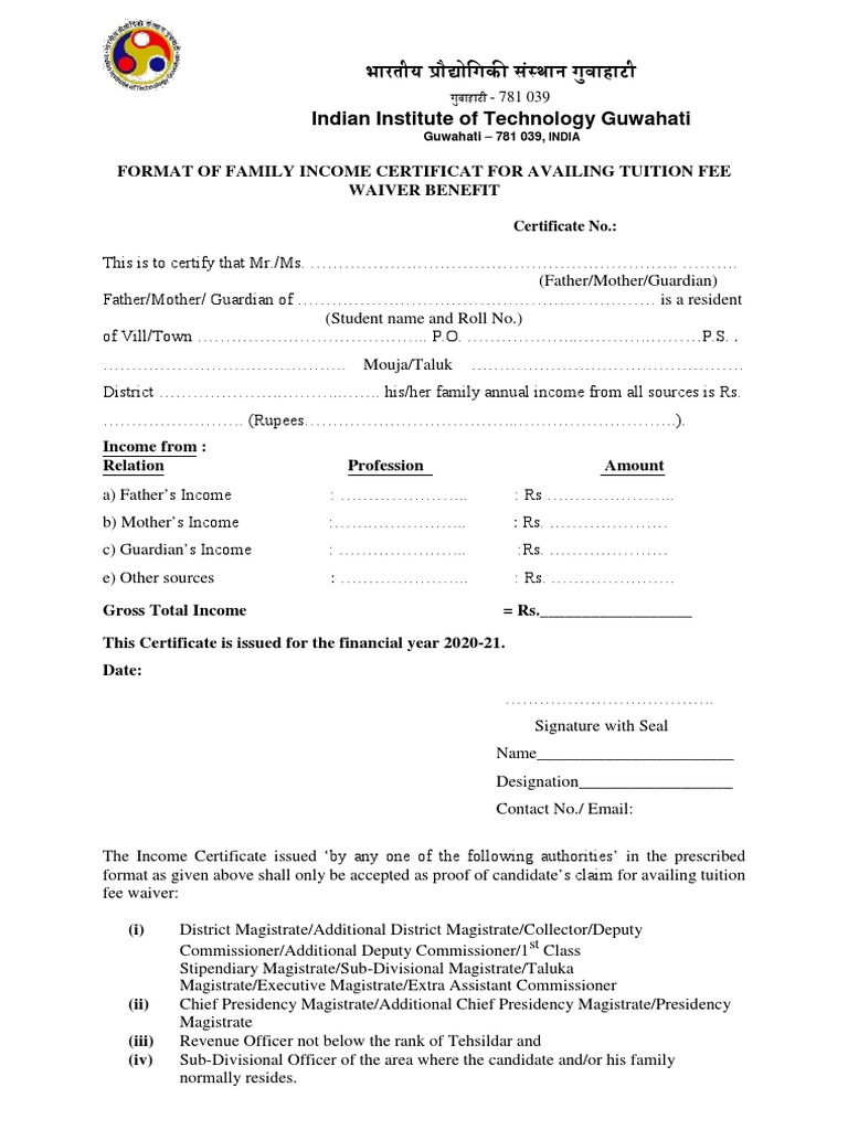 Income Certificate Format - 2021 | PDF | Magistrate | Government