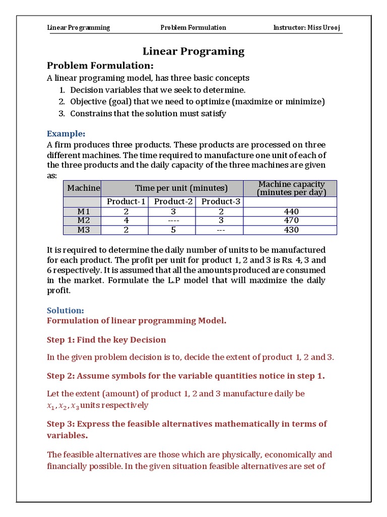 Linear Programing (Problem Formulation) | PDF | Linear Programming | Washing Machine