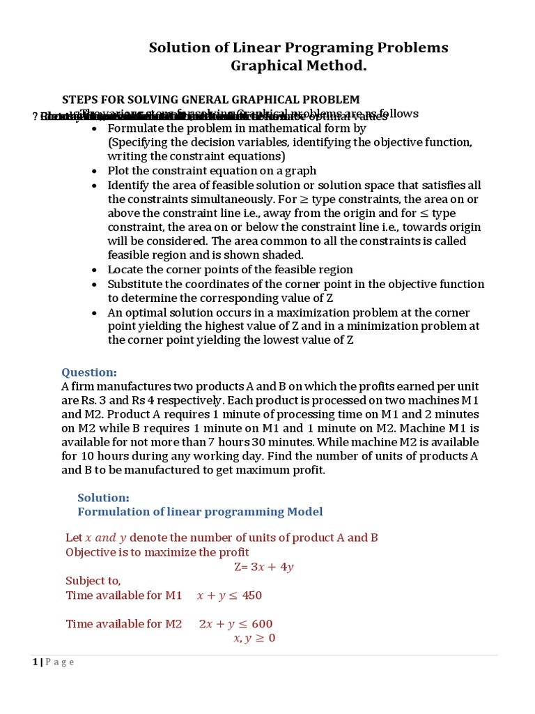 Lecture 2. (LP, Graphical Method) | PDF | Mathematical Optimization ... Lecture 2. (LP, Graphical Method) | PDF | Mathematical Optimization ...