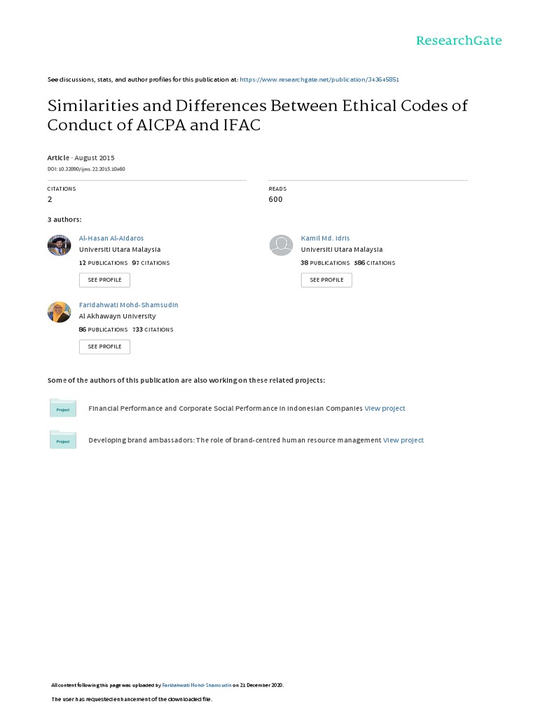 AICPA vs IFAC Ethical Codes | PDF | Accounting | Audit