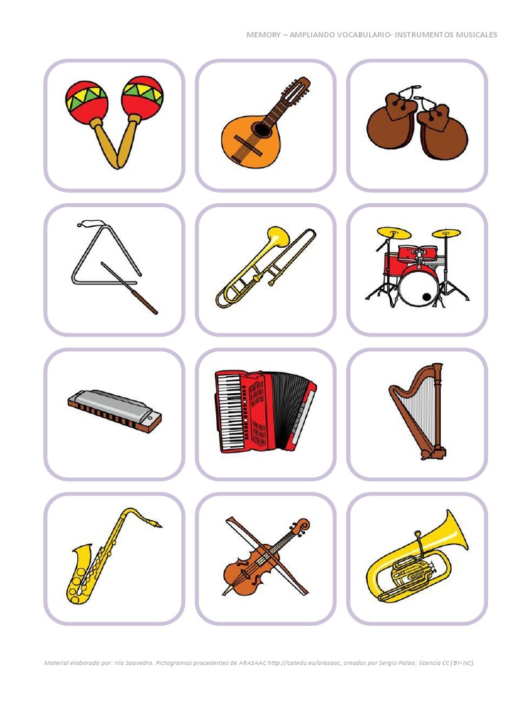Memory Instrumentos | Descargar gratis PDF | Instrumentos musicales ...