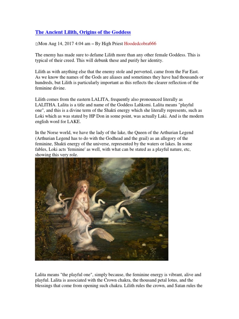 The Ancient Lilith, - Origins - of - The - Goddess - HP - Cobra | PDF ...