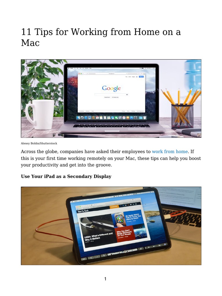 11 Tips For Working From Home On A Mac | PDF | Computer Monitor | I Pad