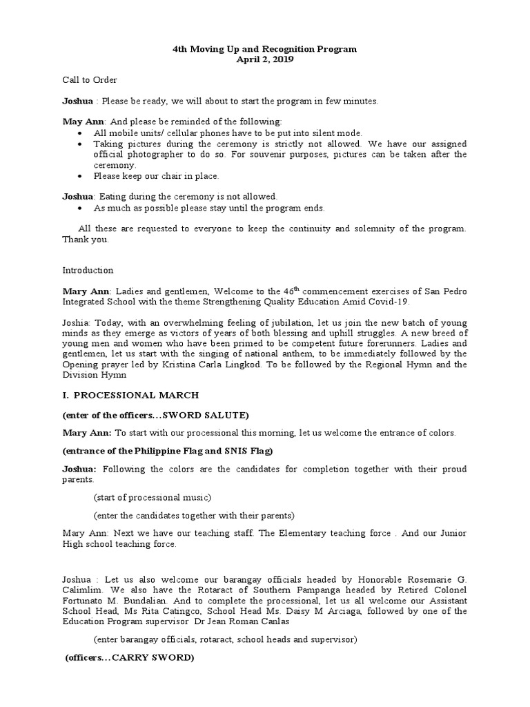 2019 Moving Up Recognition Script PDF