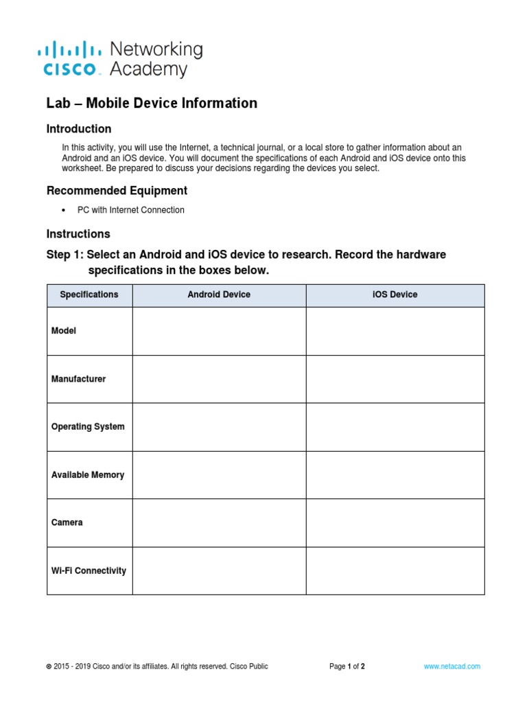 7.1.1.10 Lab - Mobile Device Information | PDF