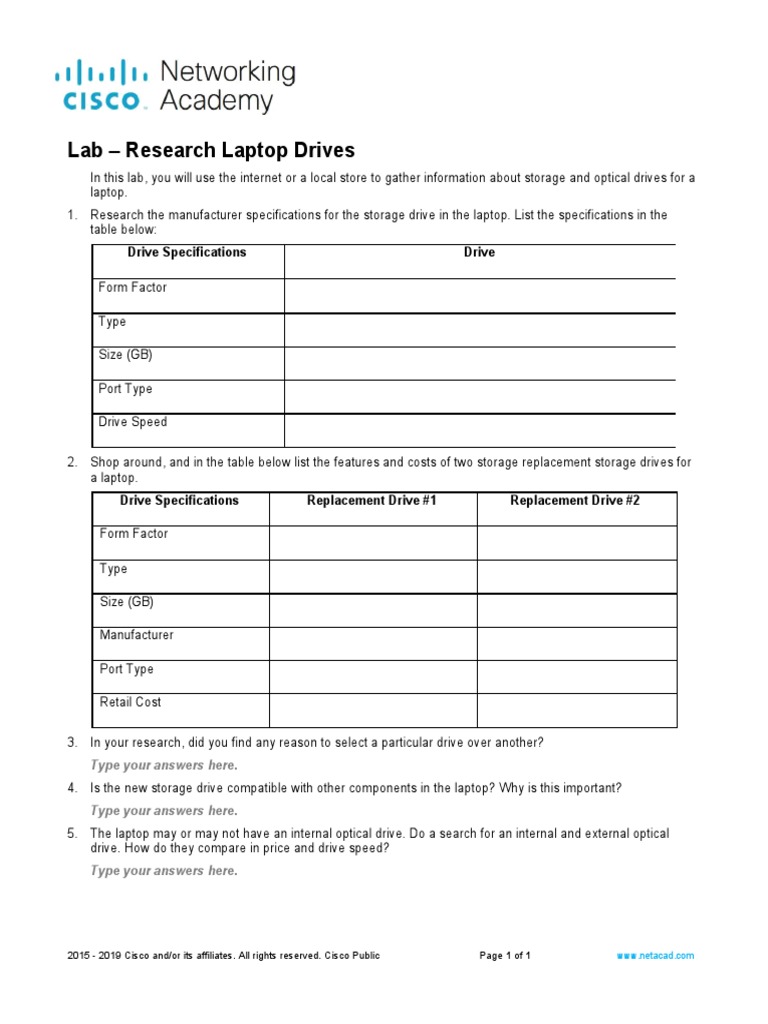 7.3.2.10 Lab - Research Laptop Drives | PDF