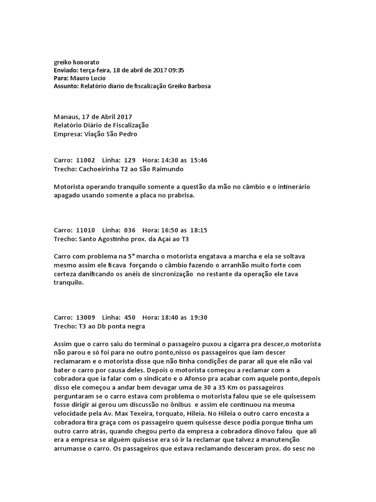 Relatório de Fiscalização Greiko 2017 | PDF | Carro | Veículos de rodas