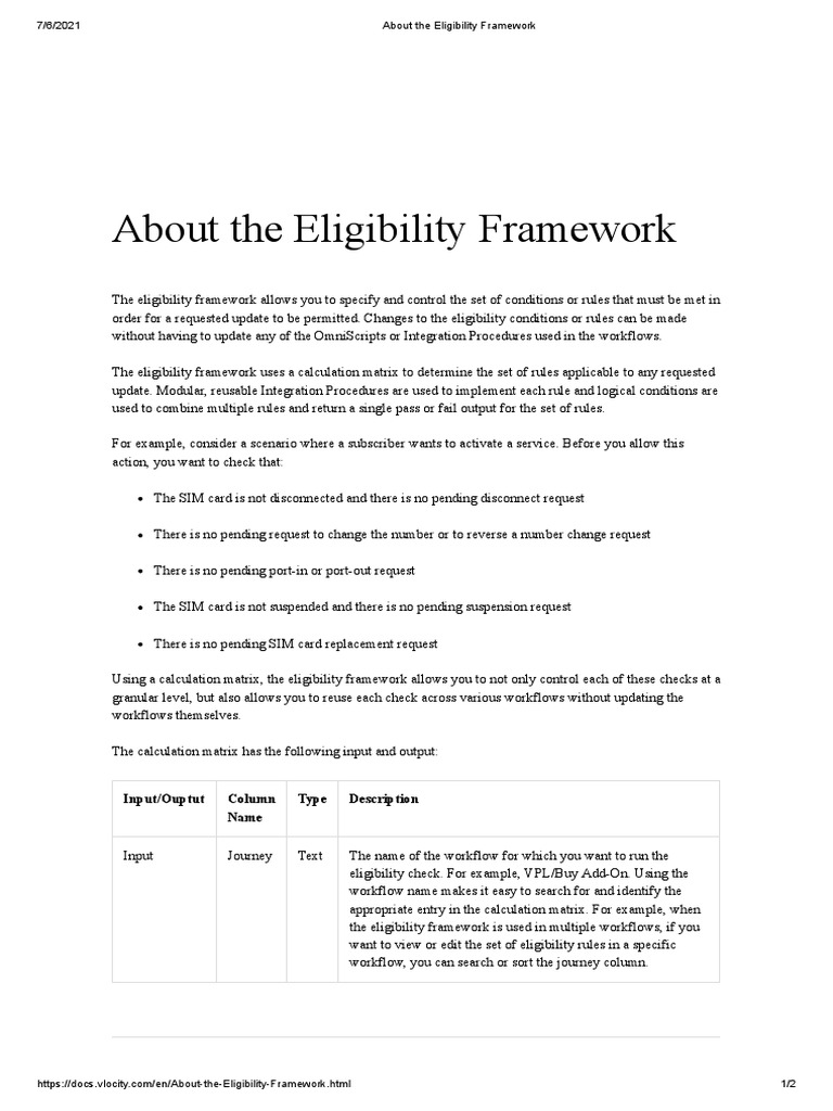About The Eligibility Framework | PDF | Matrix (Mathematics) | Input/Output
