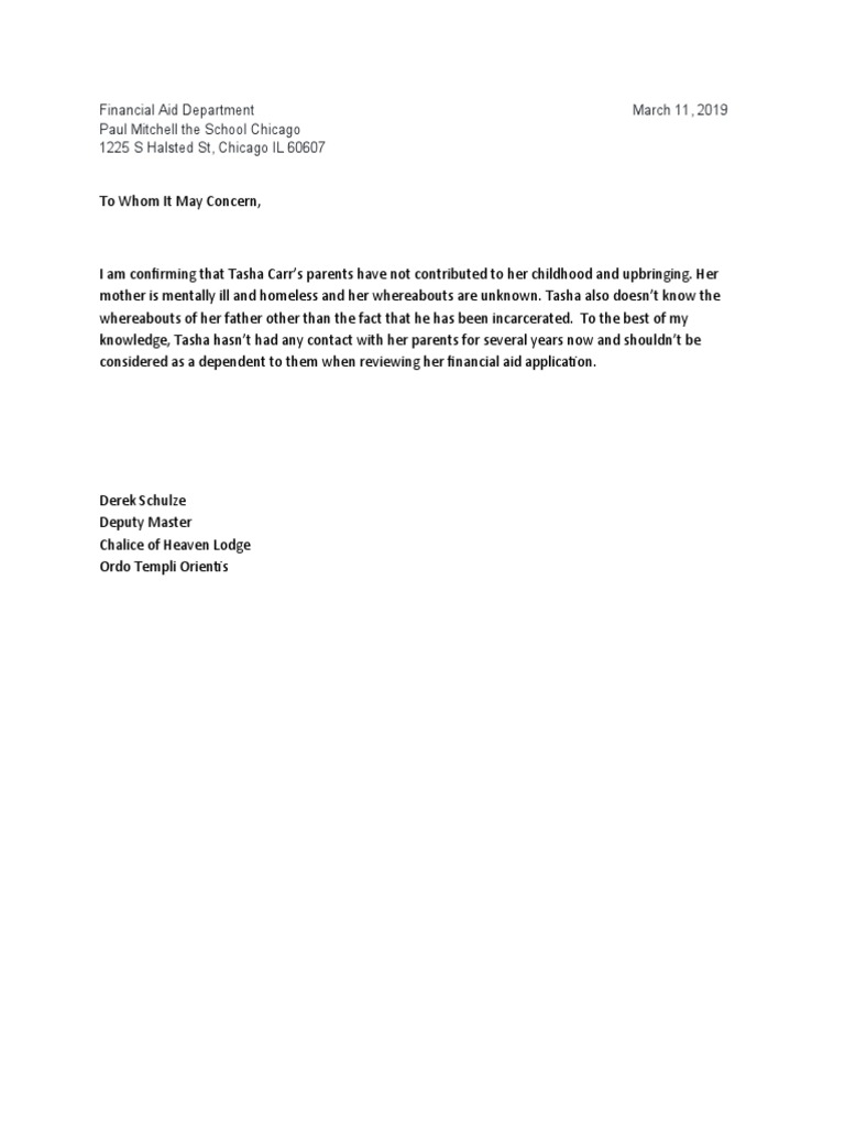 Letter of Recommendation For Tasha | PDF