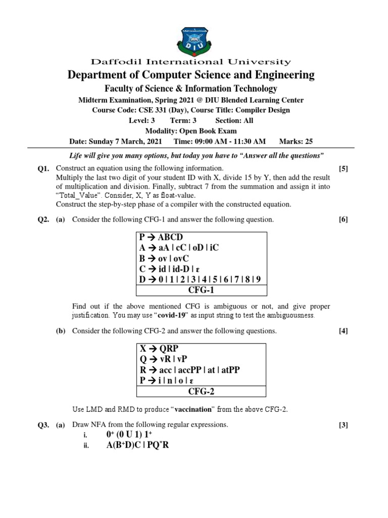 CSE331 - 211 Midterm Question Day PDF | PDF | Computer Science | Computer Engineering