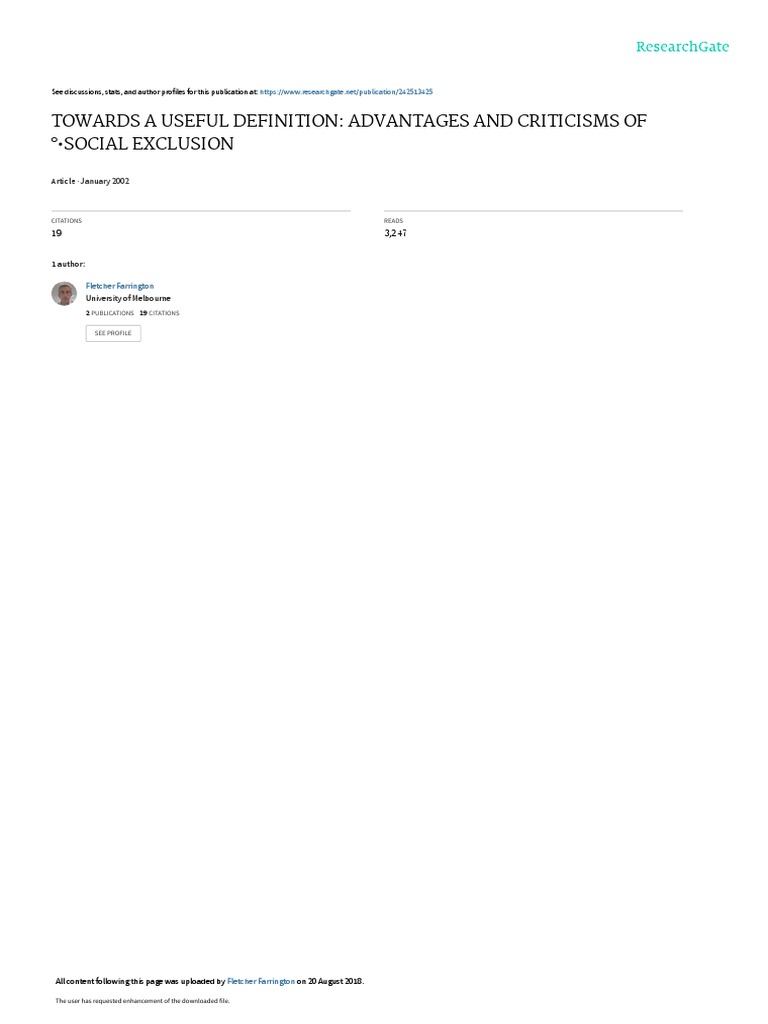 Towards A Useful Definition: Advantages and Criticisms of ° - Social ...