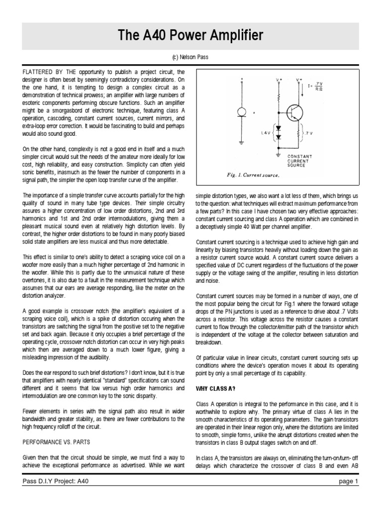 The A40 Power Amplifier | PDF | Amplifier | Distortion