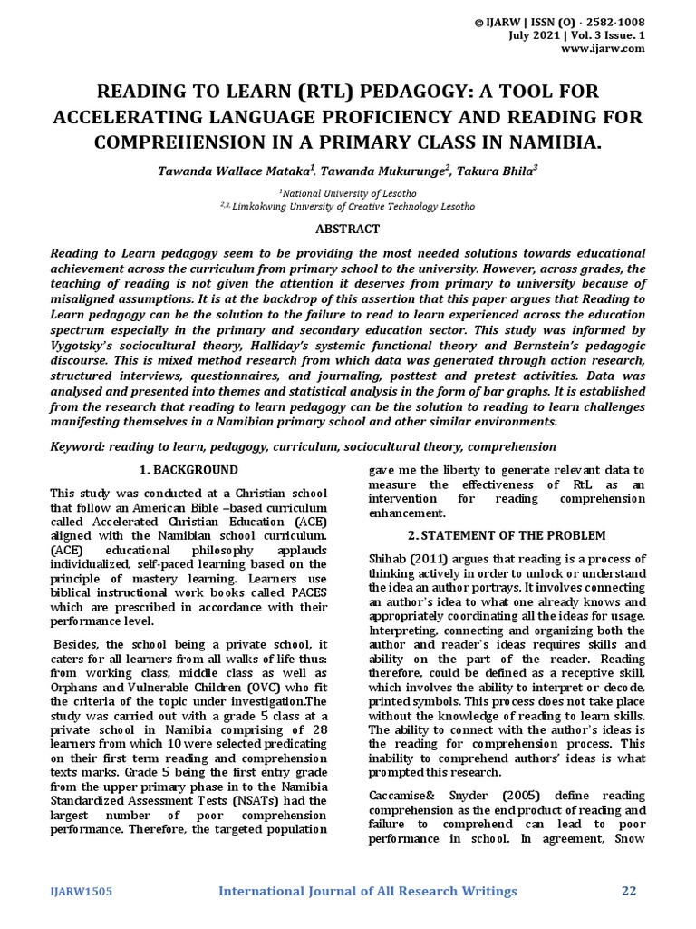 Reading To Learn Pedagogy A Tool For Accelerating Language Proficiency ...