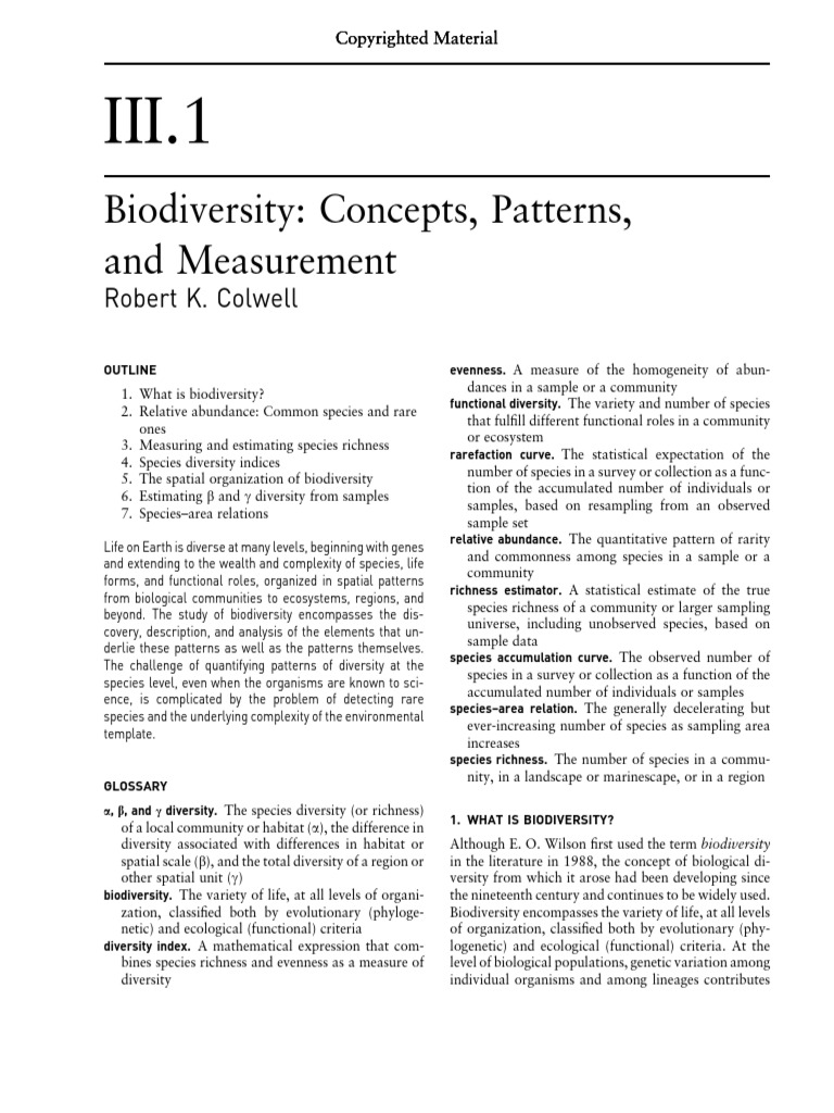 Biodiversity: Concepts, Patterns, and Measurement: Robert K. Colwell ...
