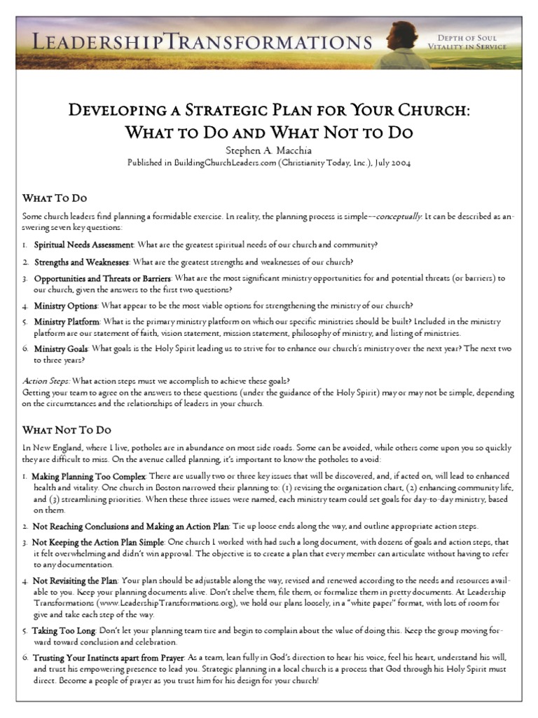 Developing A Strategic Plan | PDF | Strategic Planning | Religion And ...