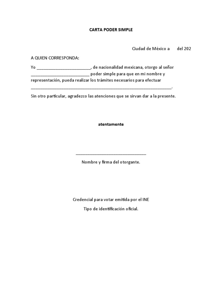 Carta Poder Simple | PDF
