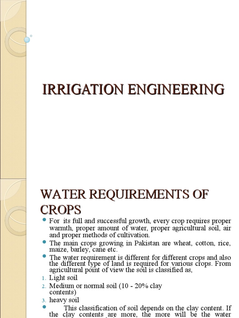Crop Water Requirements in Irrigation | PDF | Irrigation | Soil