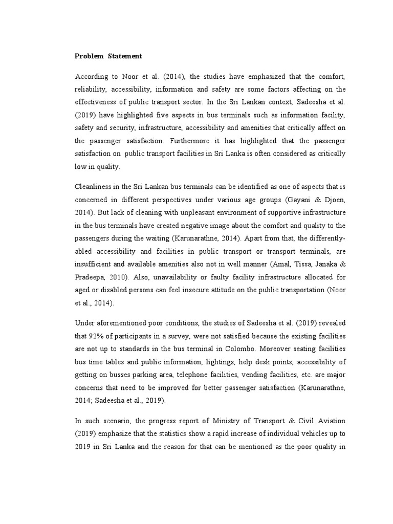 Problem Statement | PDF | Accessibility | Transport