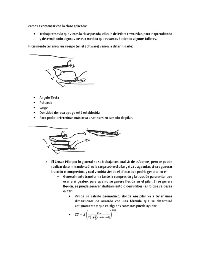 Aplicando el cálculo del Crown Pillar para determinar el tamaño óptimo ...