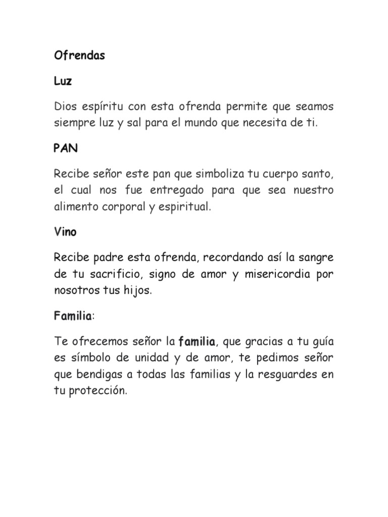 Ofrendas para La Eucaristía | PDF