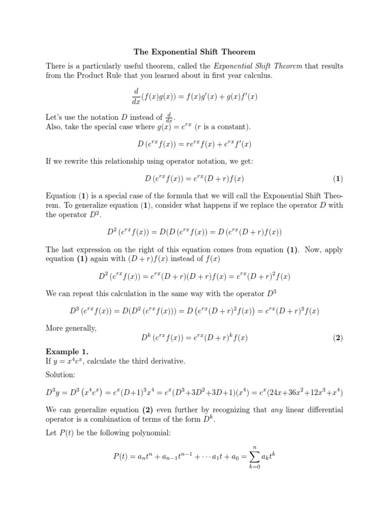 Exponencial Shift Theorem | PDF | Exponential Function | Equations