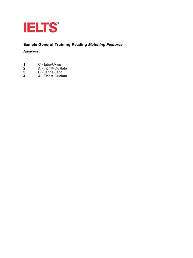 General Training Reading Answer Key | PDF | Language Arts & Discipline