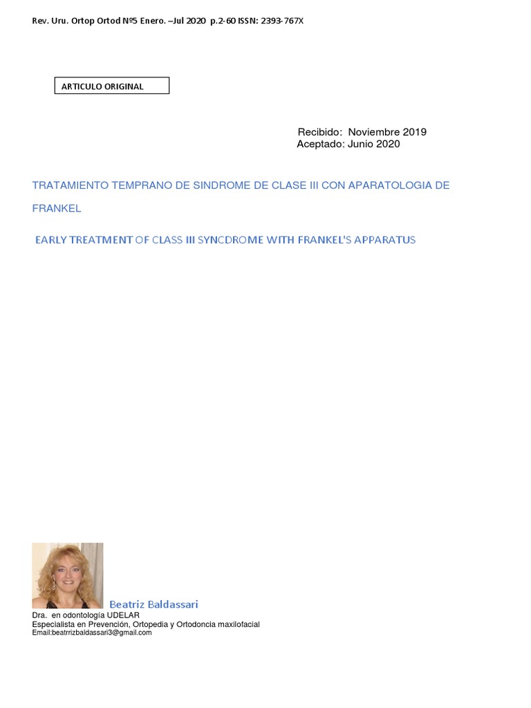 Early Treatment of Class III Syndrome with Frankel's Apparatus ...