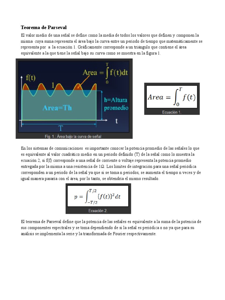 Teorema de Parseval | PDF | Exponenciación | Transformada de Fourier